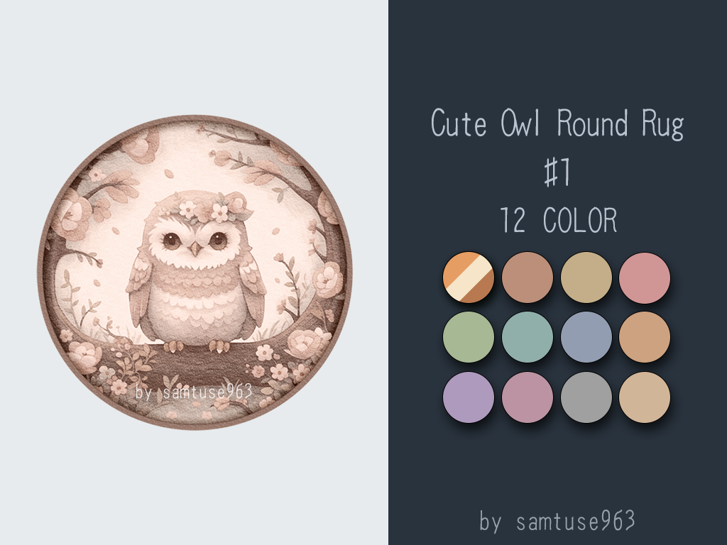 Cute Owl Kids Round Dance Rug #1 Samtuse963 - The Sims 4 Build / Buy ...