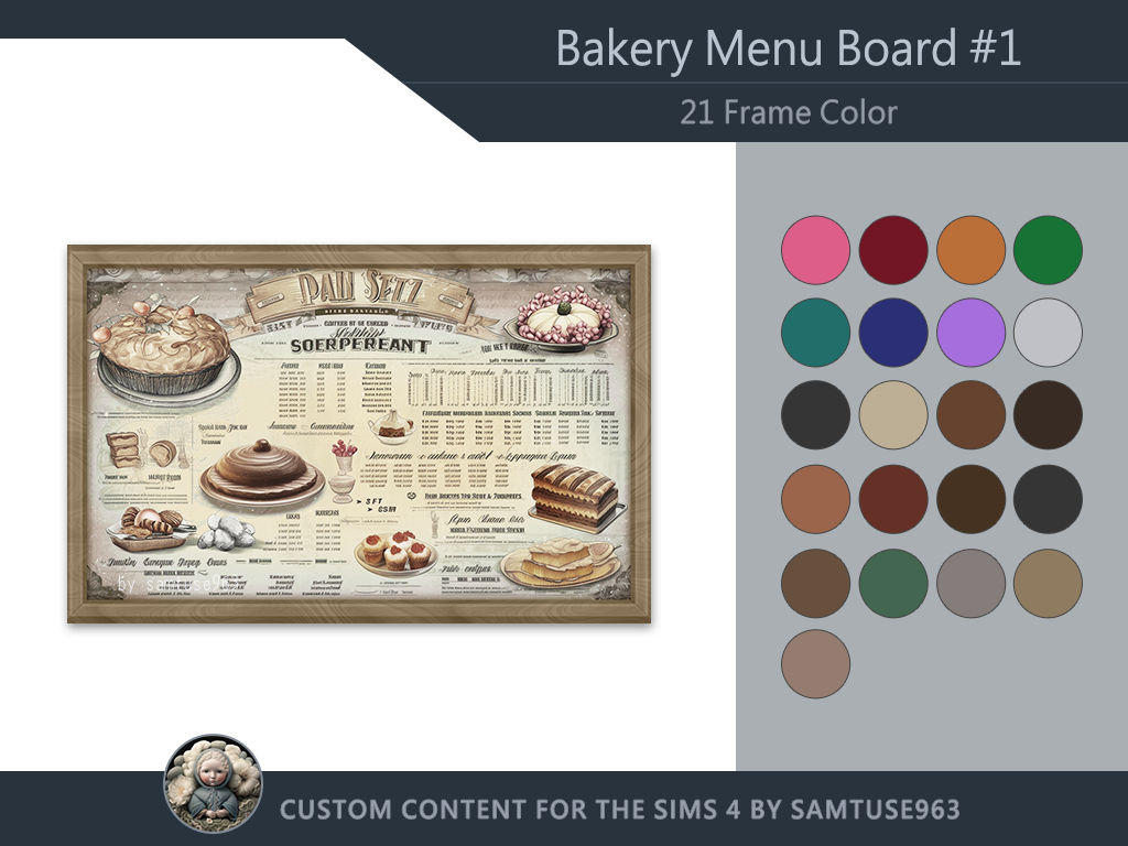Bakery Menu Board #1 Samtuse963 - Gallery - The Sims 4 Build / Buy ...