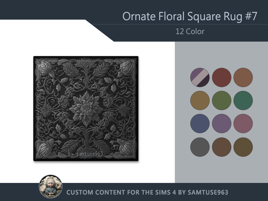 Ornate Floral Square Dance Rug #7 Samtuse963 - The Sims 4 Build / Buy ...