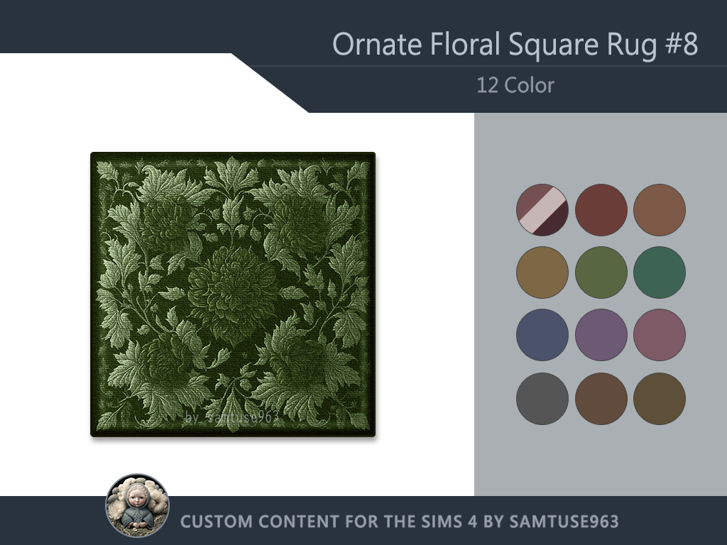 Ornate Floral Square Dance Rug #8 Samtuse963 - The Sims 4 Build / Buy ...