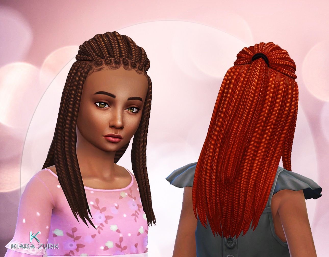 Long Braided Pulled Back for Girls - Gallery - The Sims 4 Create a Sim ...