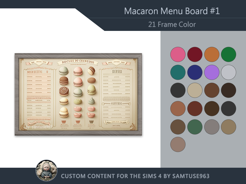 Macaron Menu Board #1 Samtuse963 - Gallery - The Sims 4 Build / Buy ...