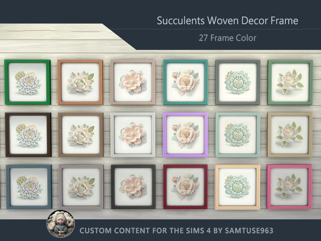 Succulents Woven Decor Frame #9 Samtuse963 - Gallery - The Sims 4 Build ...