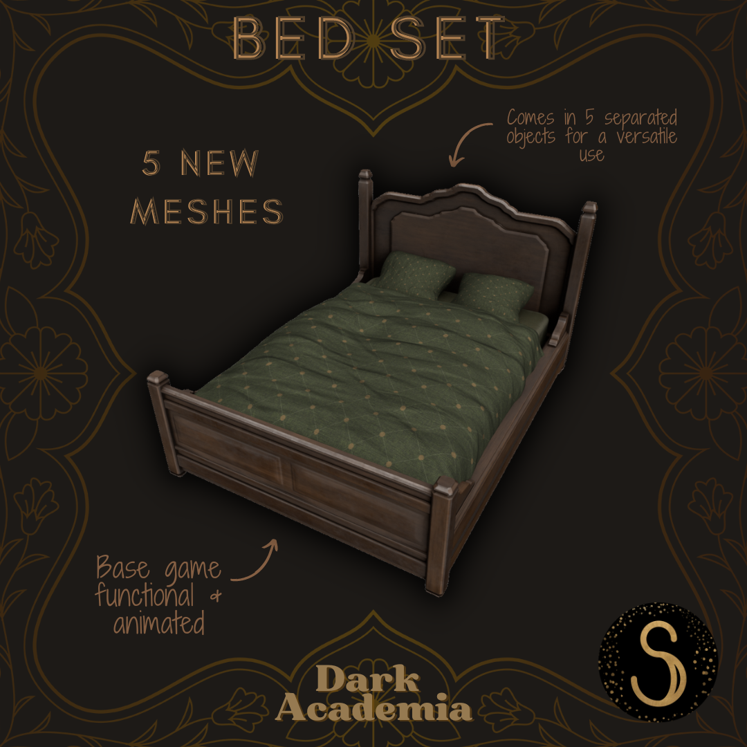 Sims4Luxury - Sims4Luxury - Dark Academia (2) - Bed set - Gallery - The ...
