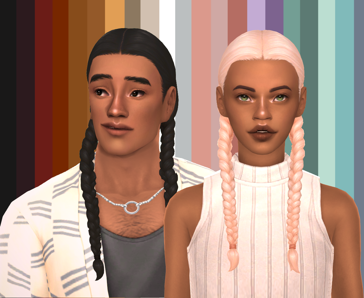 Tight Braids (Lucky Palette Recolor - Base Game) - The Sims 4 Create a ...