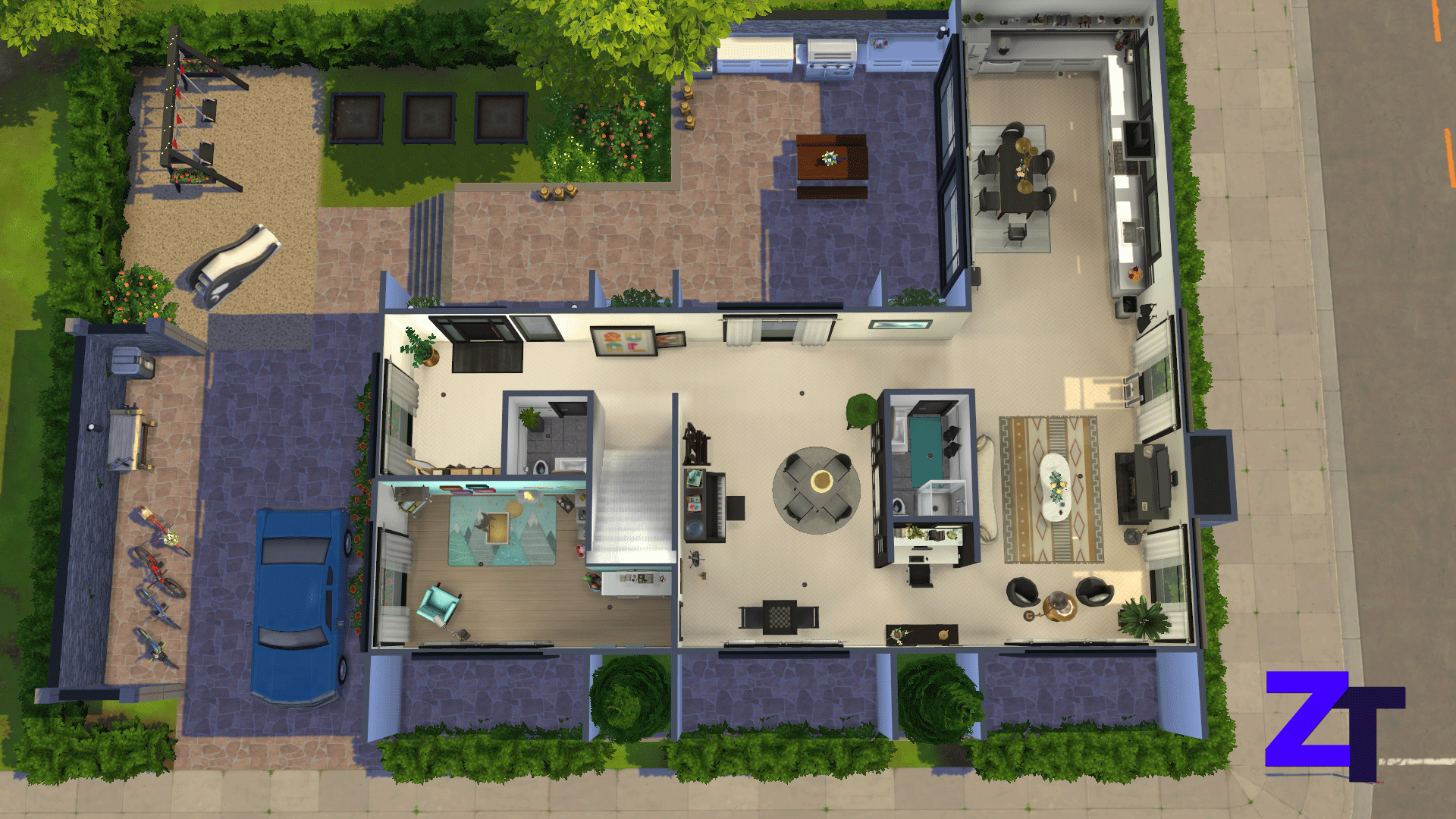 ZT Modern Blue Suburban - Gallery - The Sims 4 Rooms / Lots - CurseForge