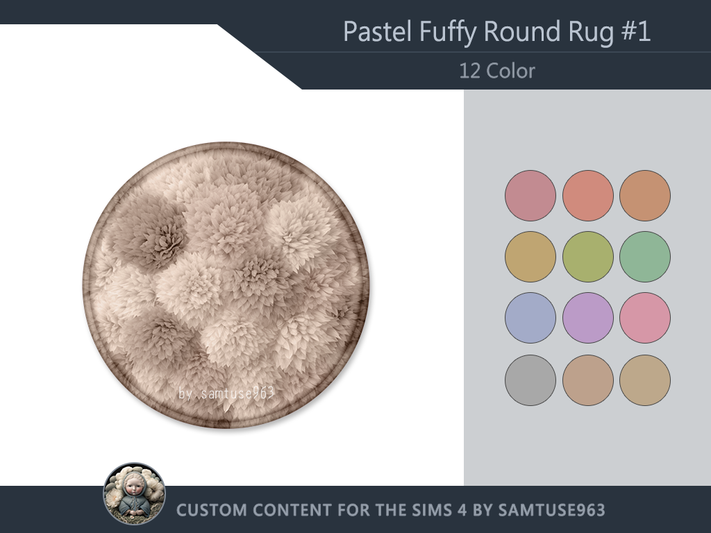 Pastel Fluffy Round Dance Rug #1 Samtuse963 - The Sims 4 Build / Buy ...