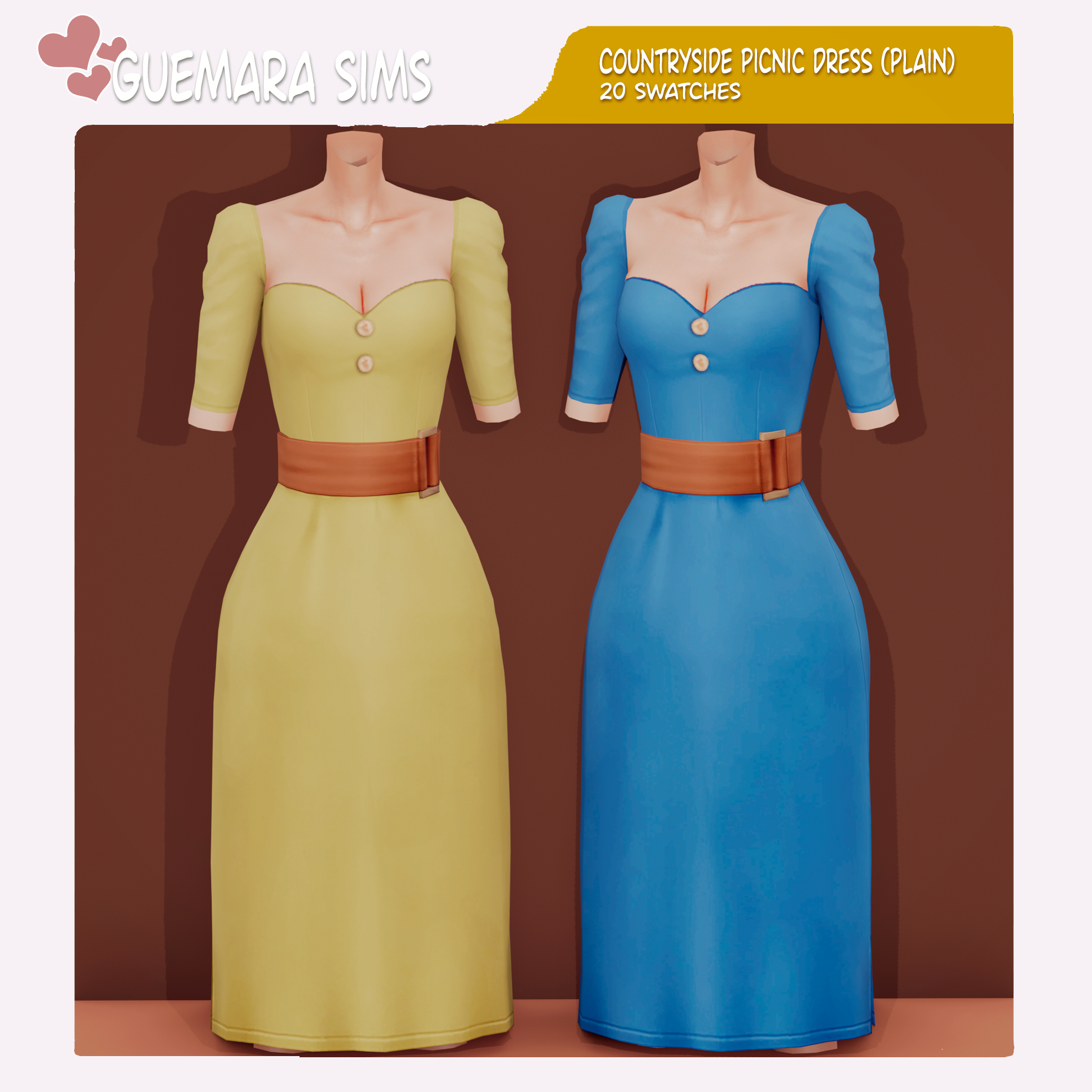 Countryside Picnic dress (Plain) - Gallery - The Sims 4 Create a Sim ...