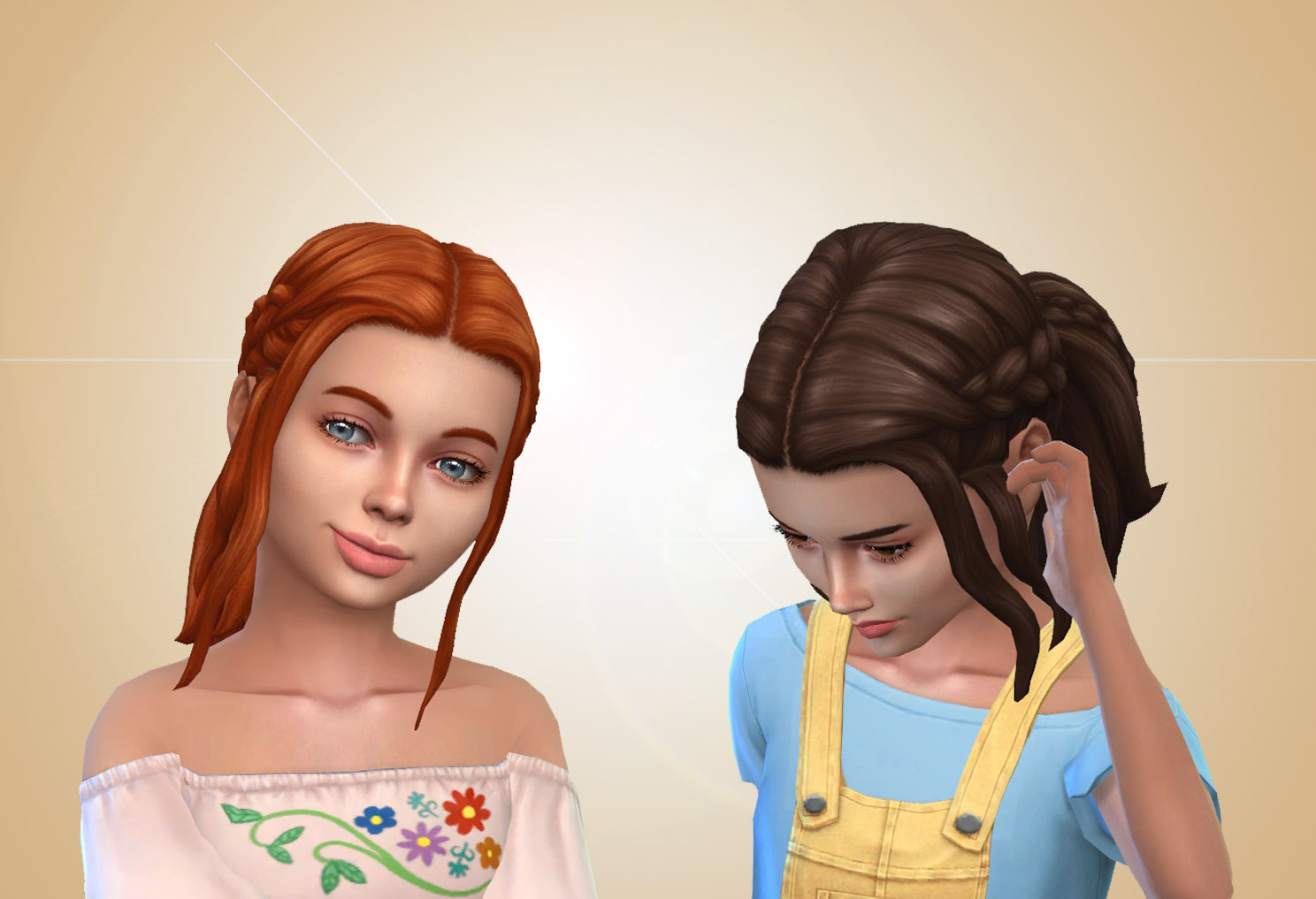 EP09 Double Braid for Girls - Gallery - The Sims 4 Create a Sim ...
