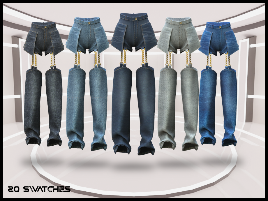 Detachable Chained Leg Baggy High Waist Jeans - Gallery - The Sims 4 ...