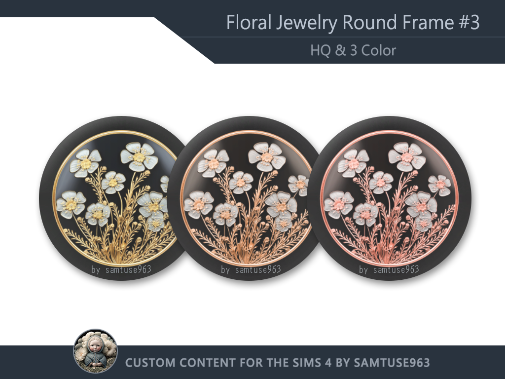 Floral Jewelry Round Frame #3 HQ Samtuse963 - The Sims 4 Build / Buy ...