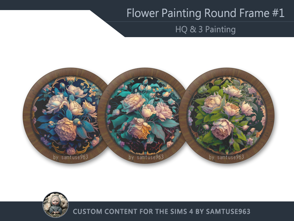 HQ Flower Painting Round Frame #1 Sellable Samtuse963 - Gallery - The Sims 4 Build / Buy ...