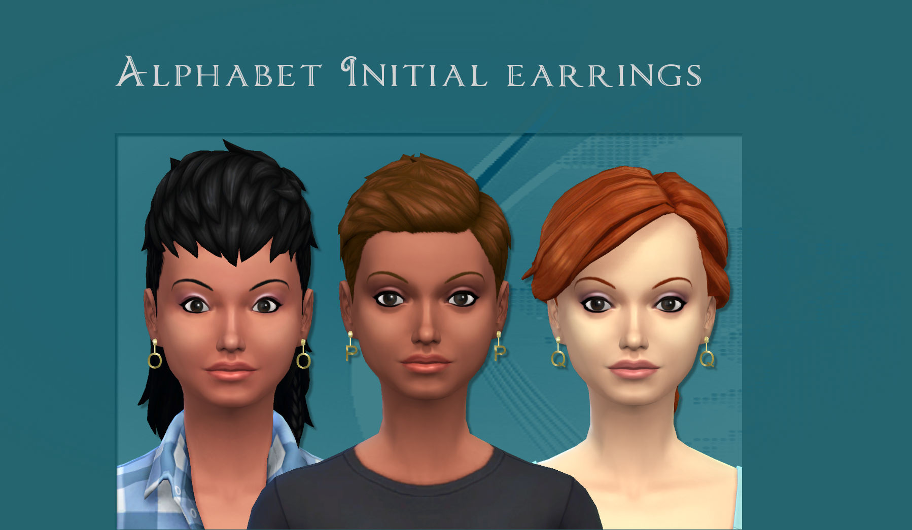 Alphabet Initial earrings - Gallery - The Sims 4 Create a Sim - CurseForge