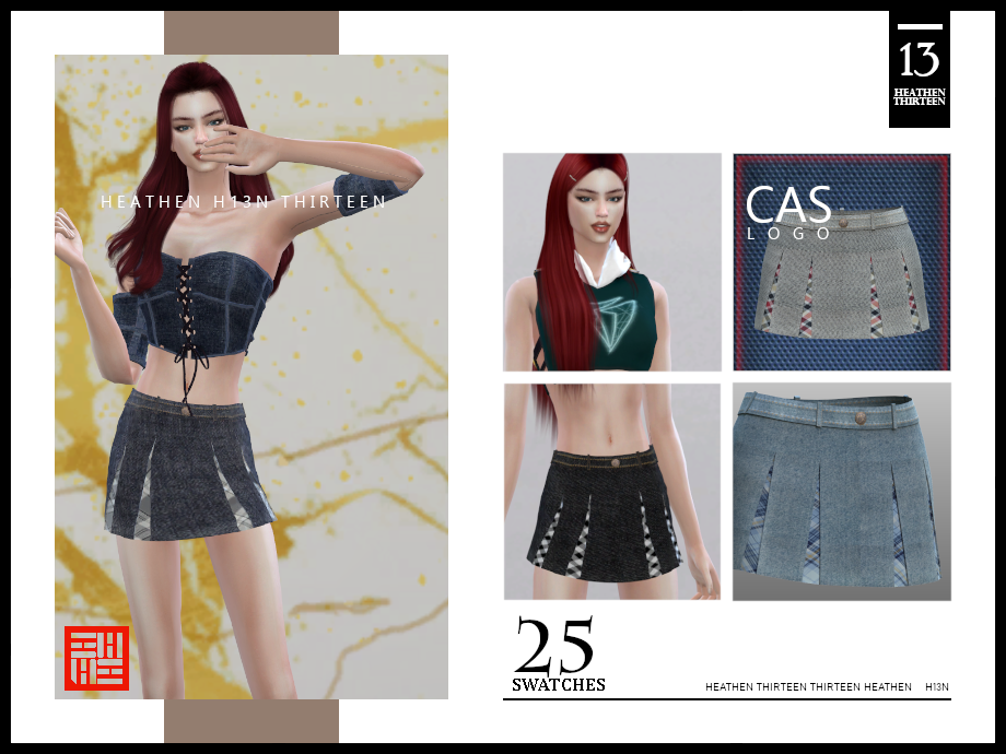 Low Rise Pleated Denim Skirt - Gallery - The Sims 4 Create a Sim ...