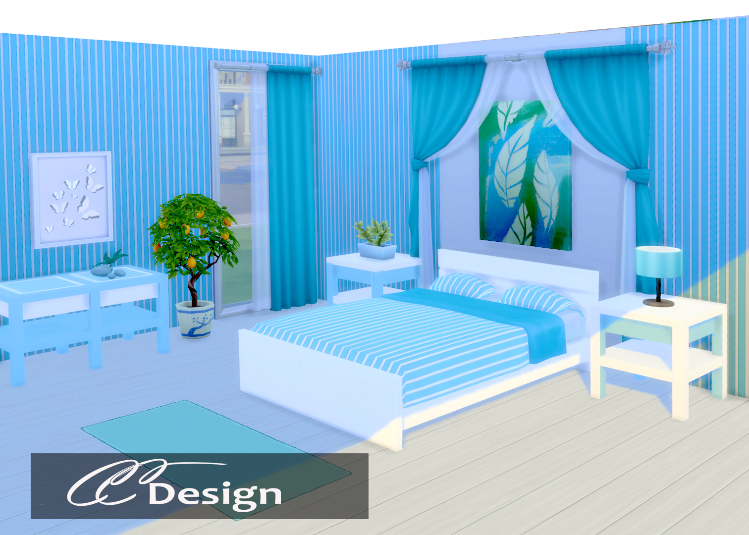 light blue stripes with maritime border - Gallery - The Sims 4 Build ...