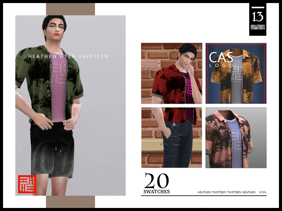 Grunge Patchwork Print Shirt and Tee - Gallery - The Sims 4 Create a ...