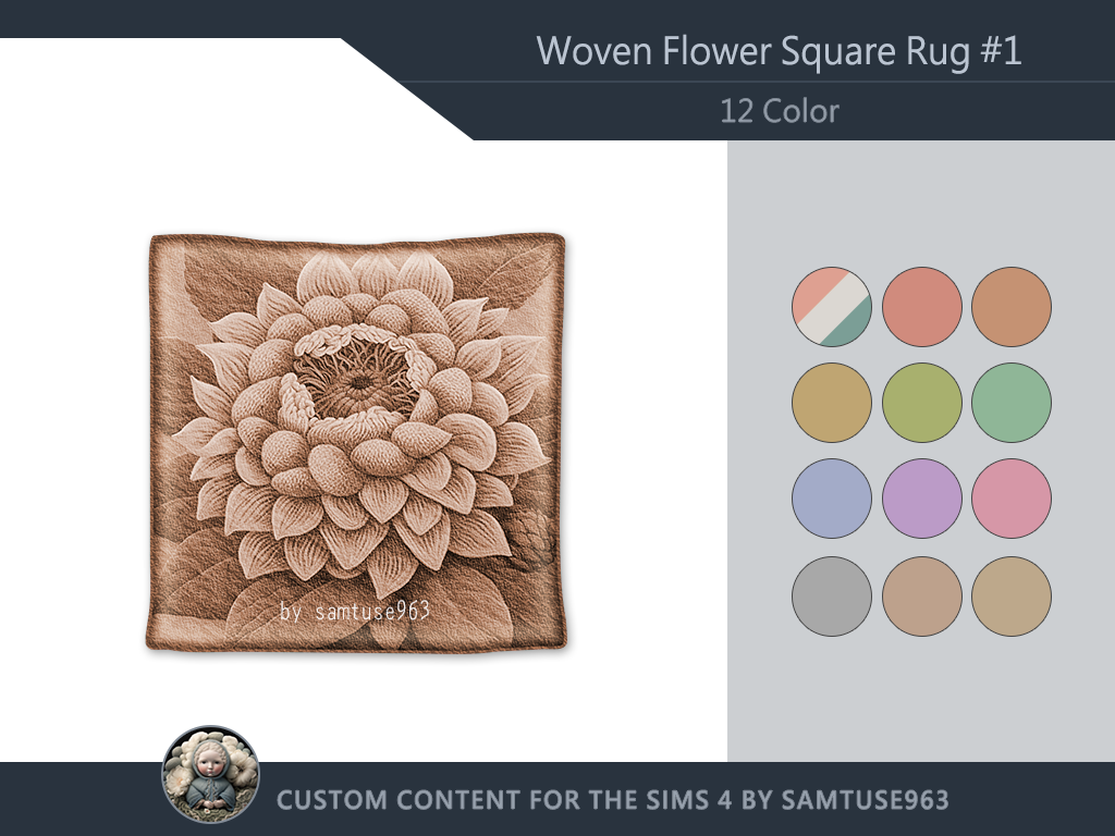 HQ Woven Flower Square Dance Rug #1 Samtuse963 - The Sims 4 Build / Buy ...