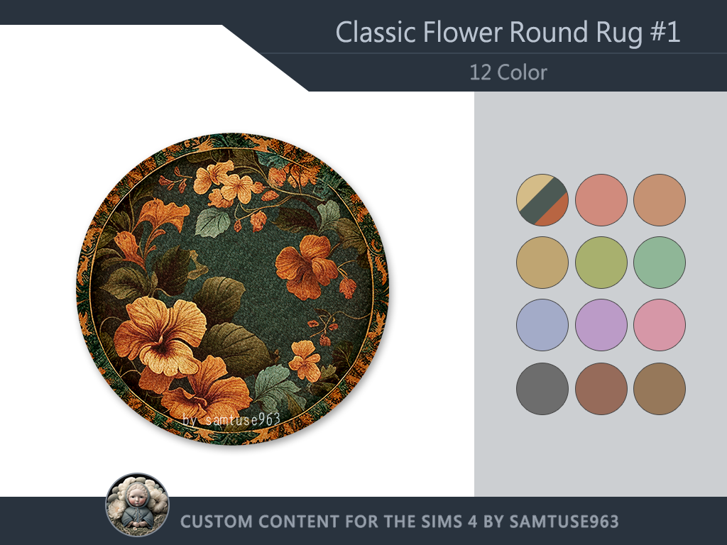 Classic Flower Round Rug #1-Samtuse963 - The Sims 4 Build / Buy ...