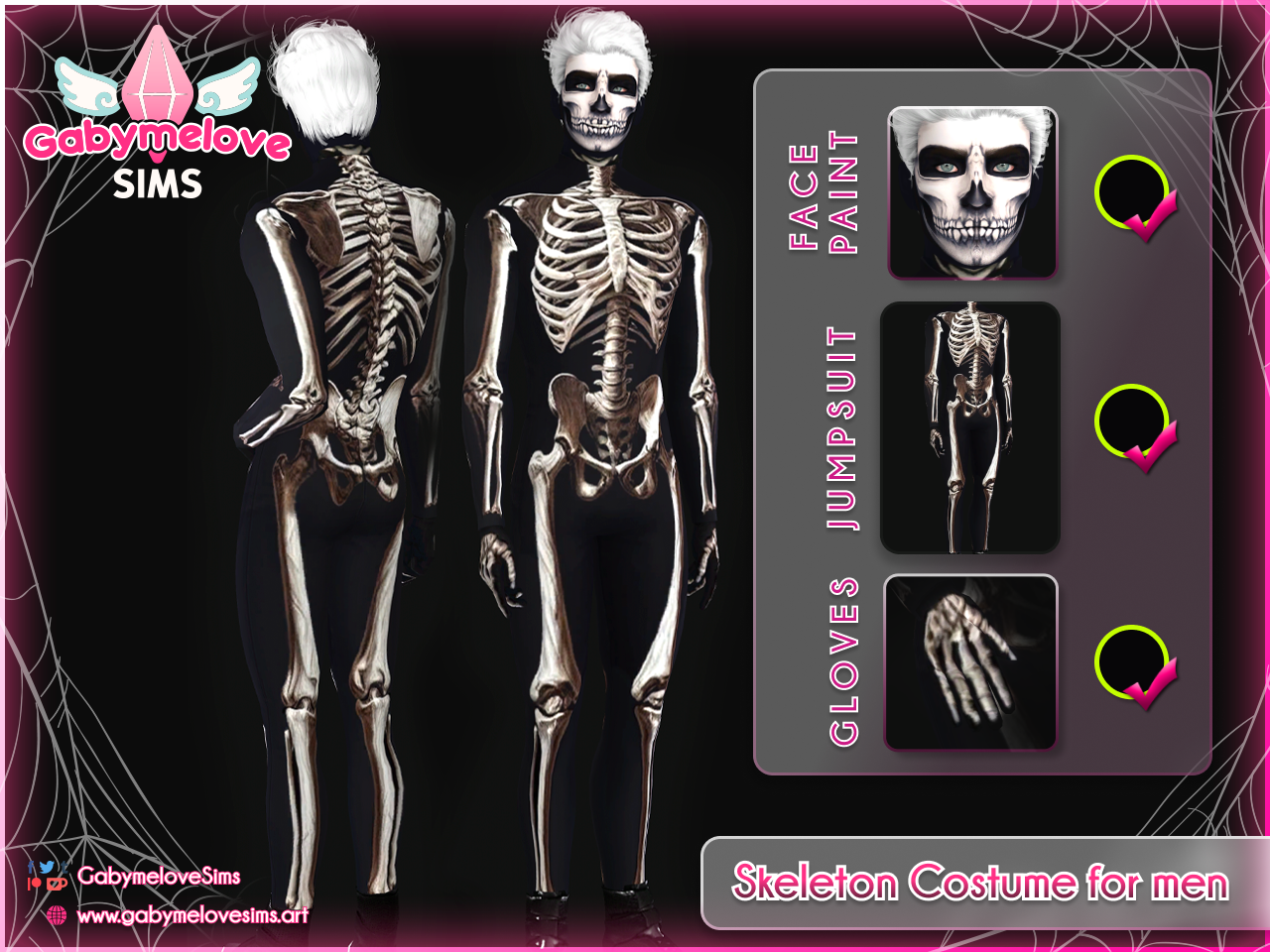 Skeleton Costume for men • SET | Halloween CC - The Sims 4 Create a Sim - CurseForge