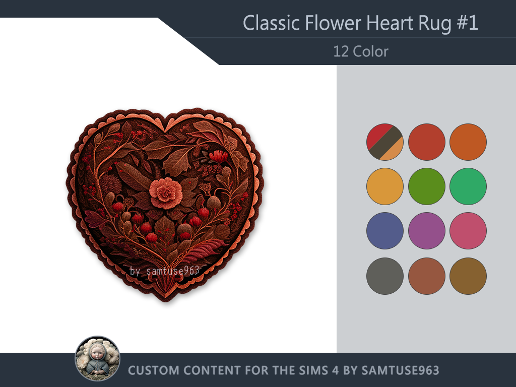 Classic Flower Heart Dance Rug #1 Samtuse963 - The Sims 4 Build / Buy ...