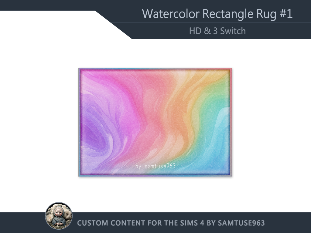 Watercolor Rectangle Dance Rug #1 HQ Samtuse963 - The Sims 4 Build ...