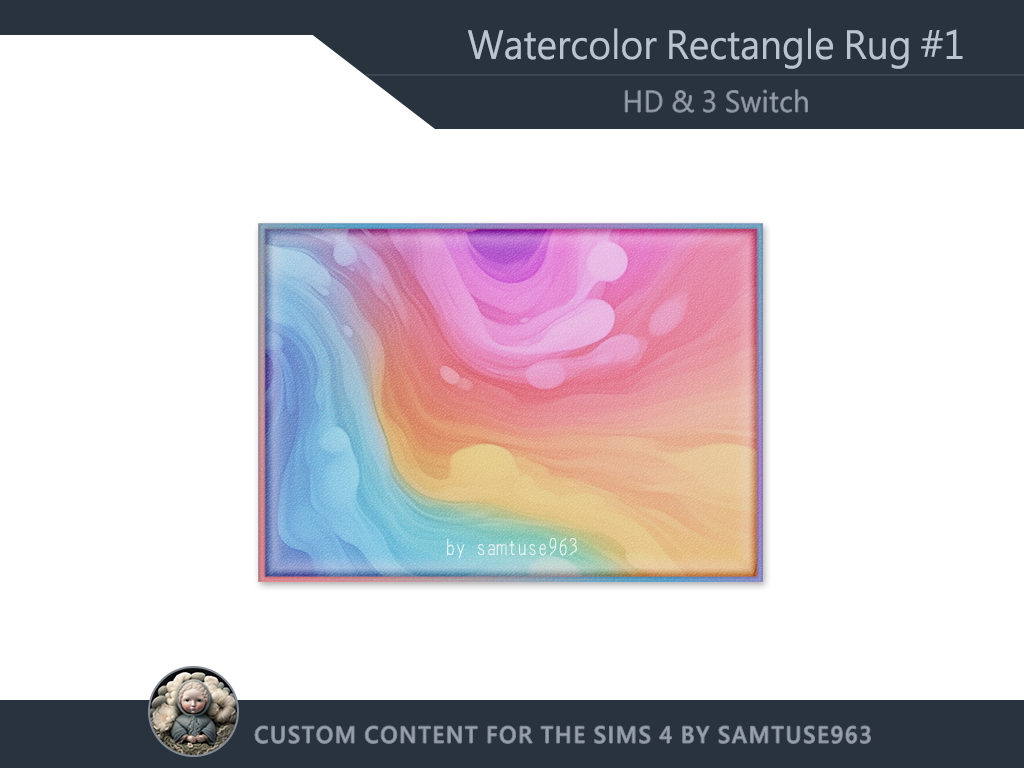 Watercolor Rectangle Dance Rug #1 HQ Samtuse963 - The Sims 4 Build ...