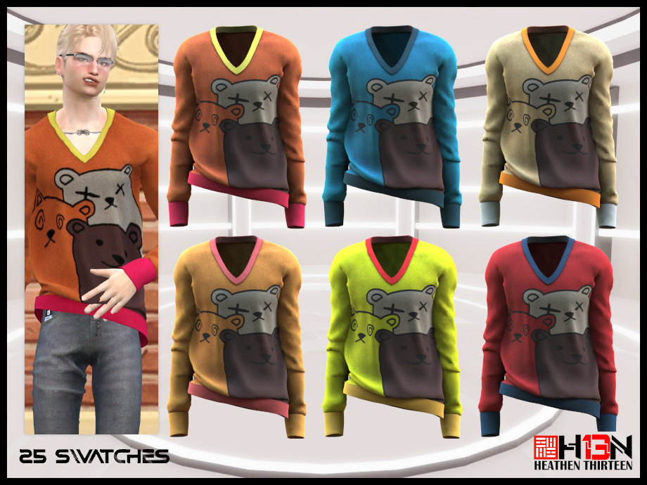 Bear Oversized Longsleeves Knitted Pullover - Gallery - The Sims 4 ...