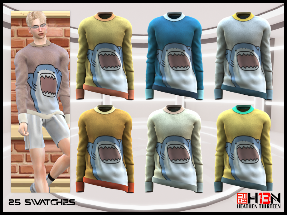 Shark Oversized Pullover Sweater - Gallery - The Sims 4 Create a Sim ...