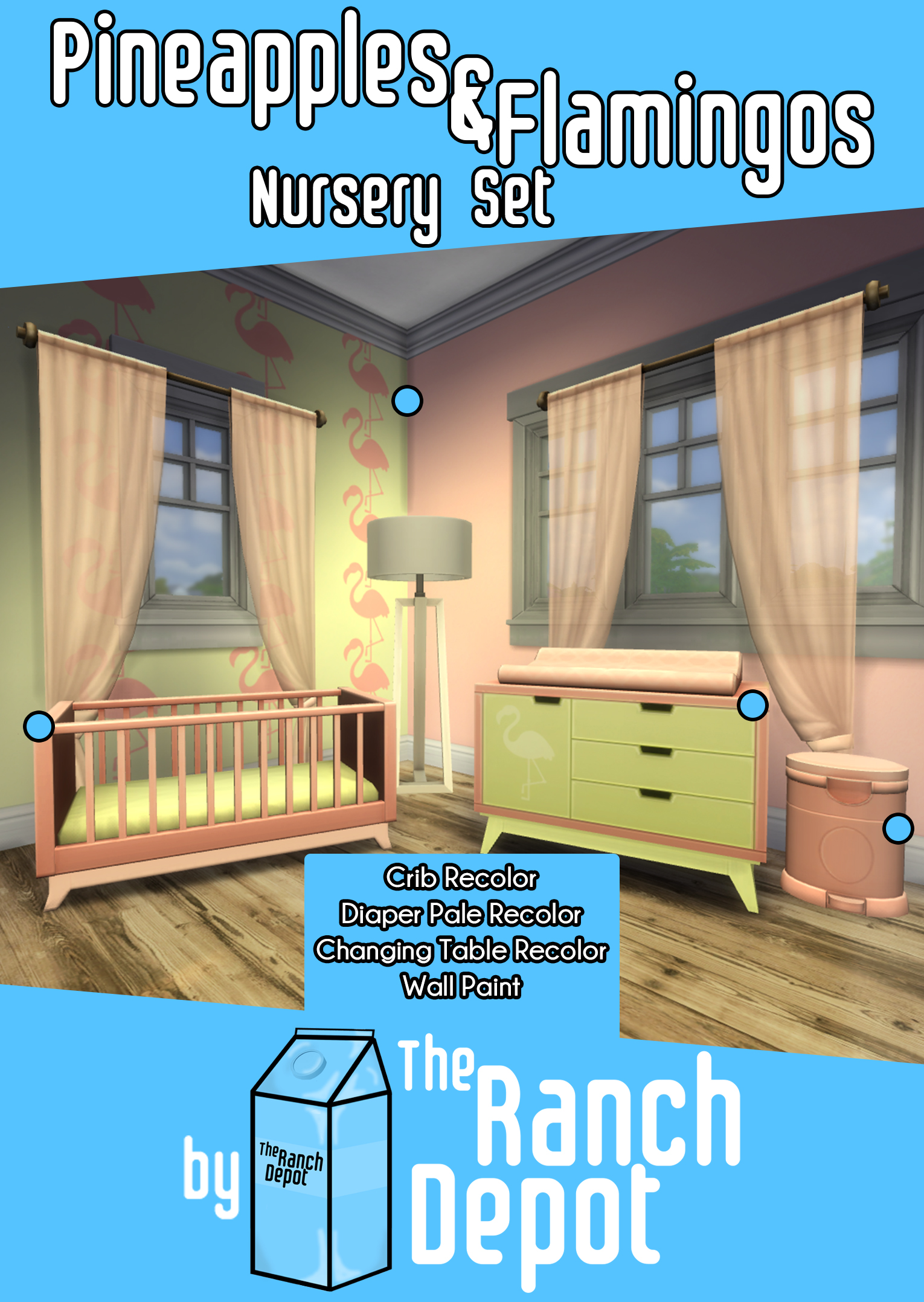 Diaper Pale Recolor | Pineapples & Flamingos Nursery Set - Gallery ...