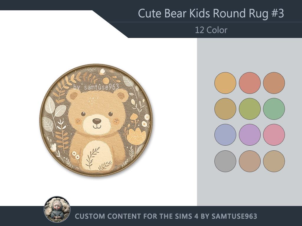 Cute Bear Kids Round Dance Rug #3 Samtuse963 - The Sims 4 Build / Buy ...