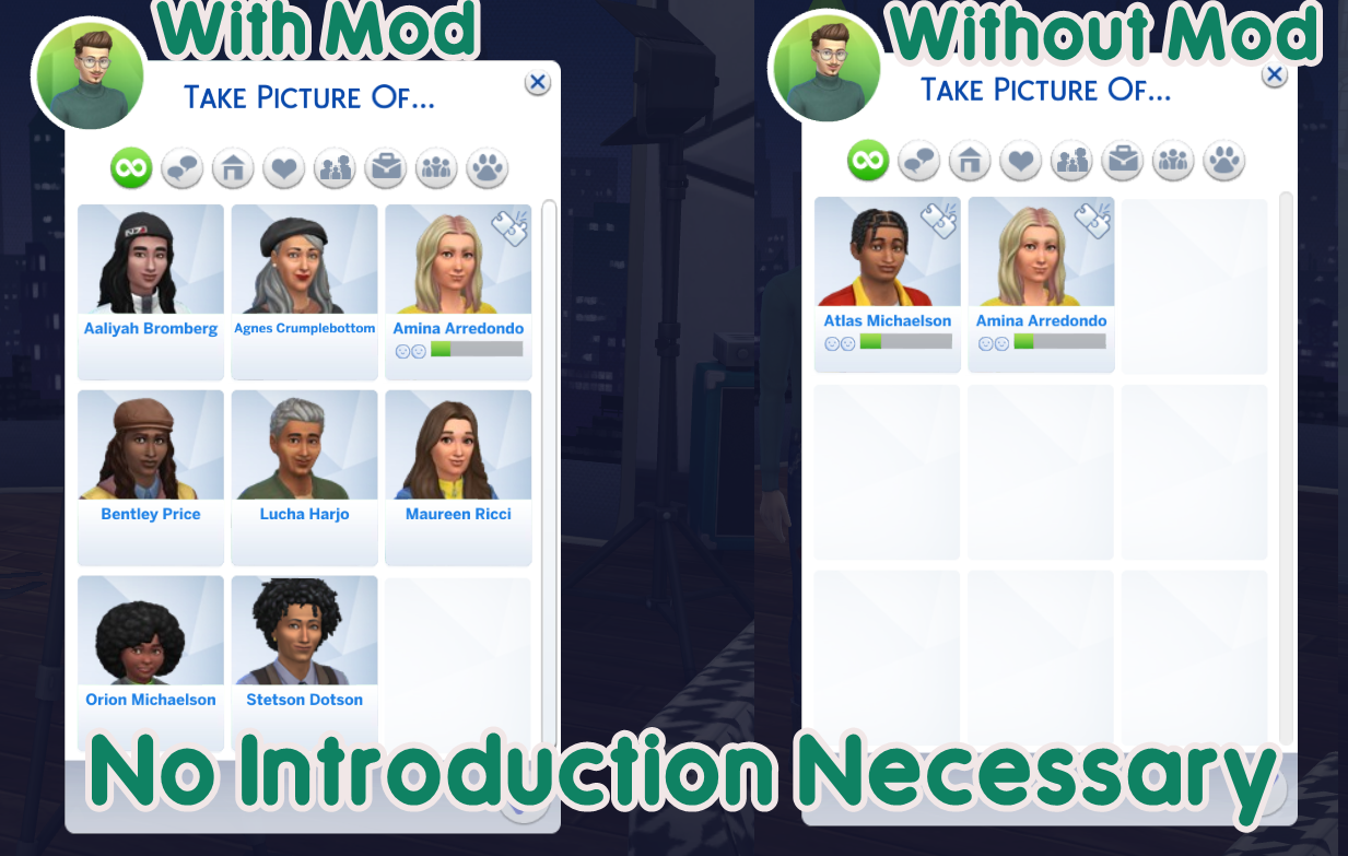No Introduction Necessary for Photographers - The Sims 4 Mods - CurseForge