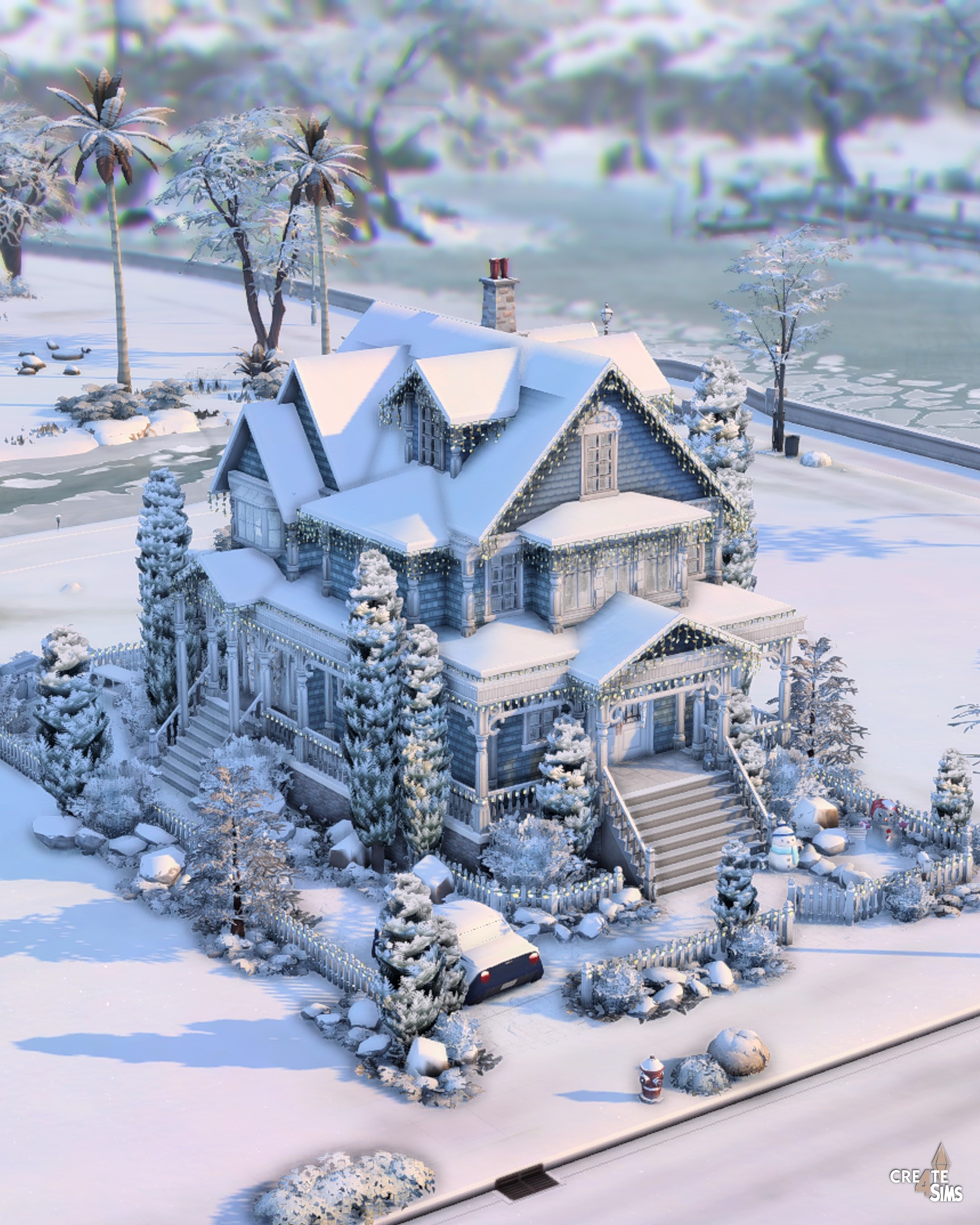 Blue Christmas Cottage - Gallery - The Sims 4 Rooms / Lots - CurseForge