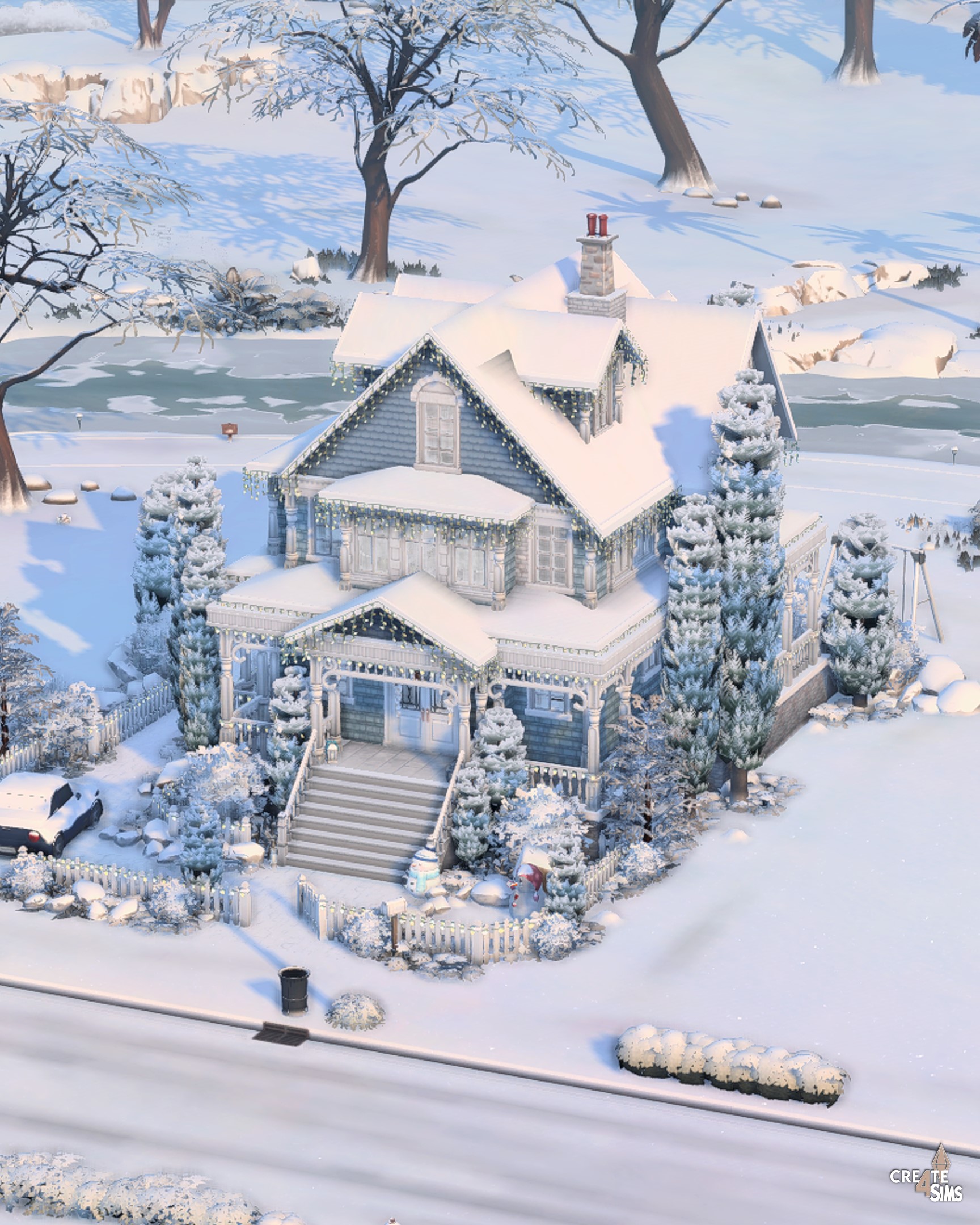Blue Christmas Cottage - Gallery - The Sims 4 Rooms / Lots - CurseForge