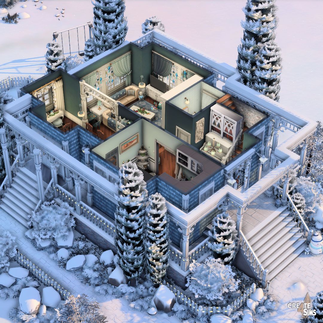 Blue Christmas Cottage - Gallery - The Sims 4 Rooms / Lots - CurseForge