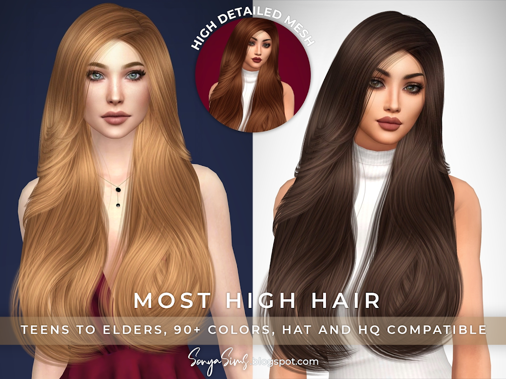 SONYASIMS - MOST HIGH HAIR - The Sims 4 Create a Sim - CurseForge