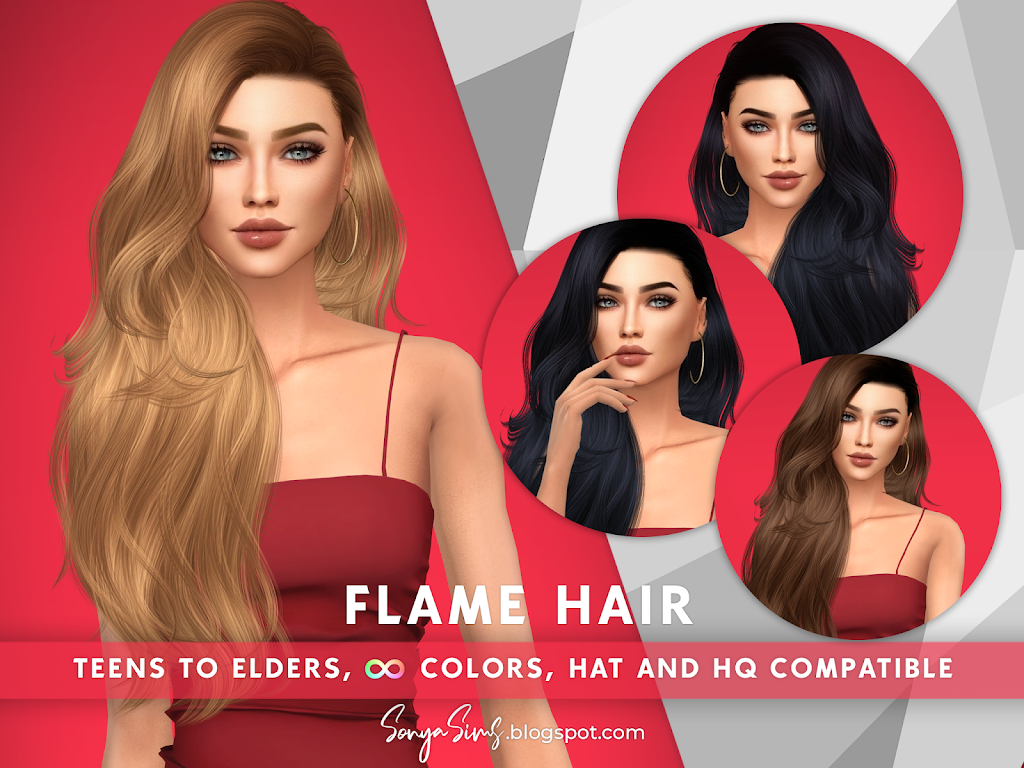 SONYASIMS - FLAME HAIR - The Sims 4 Create a Sim - CurseForge