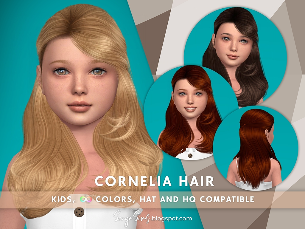 SONYASIMS - CORNELIA HAIR KIDS - The Sims 4 Create a Sim - CurseForge