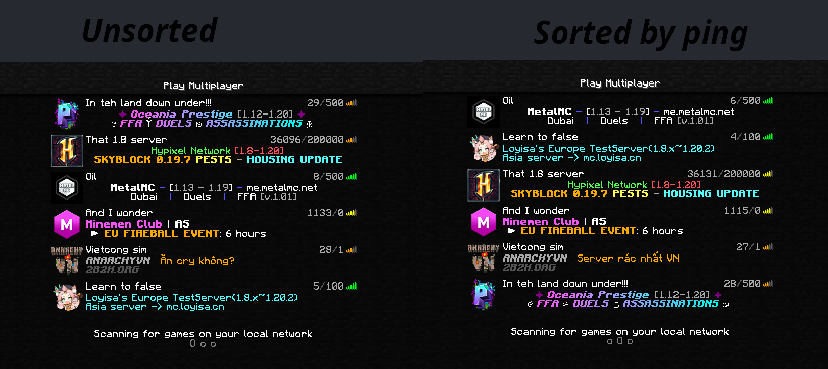 Server Sorter - Gallery - Minecraft Mods - CurseForge