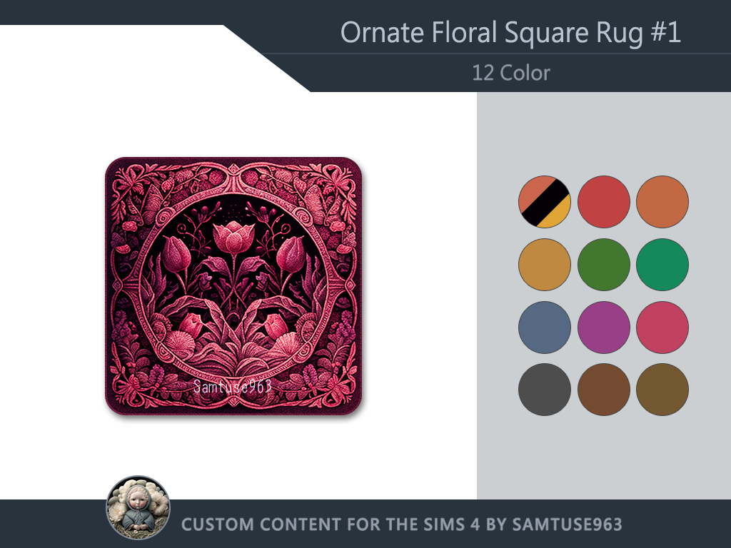 Ornate Floral Square Dance Rug #1 Samtuse963 - The Sims 4 Build / Buy ...