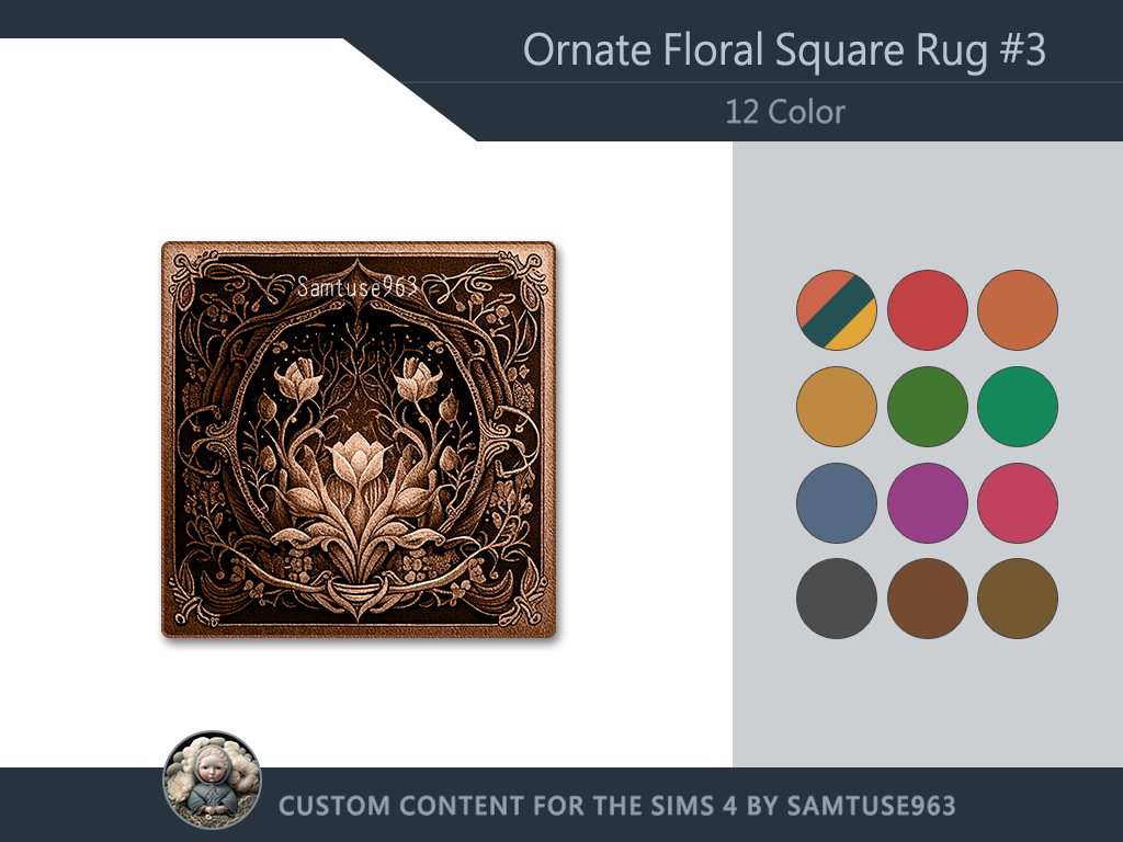Ornate Floral Square Dance Rug #3 Samtuse963 - The Sims 4 Build / Buy ...