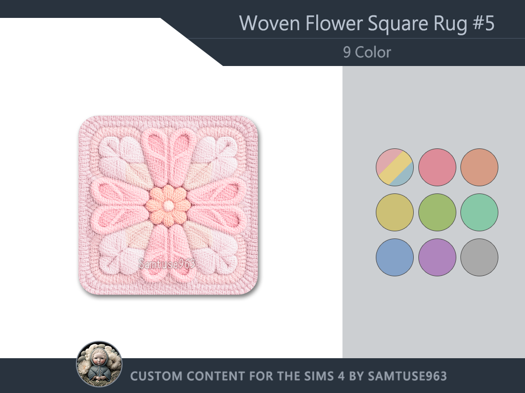 Woven Flower Square Dance Rug #5 Samtuse963 - The Sims 4 Build / Buy ...