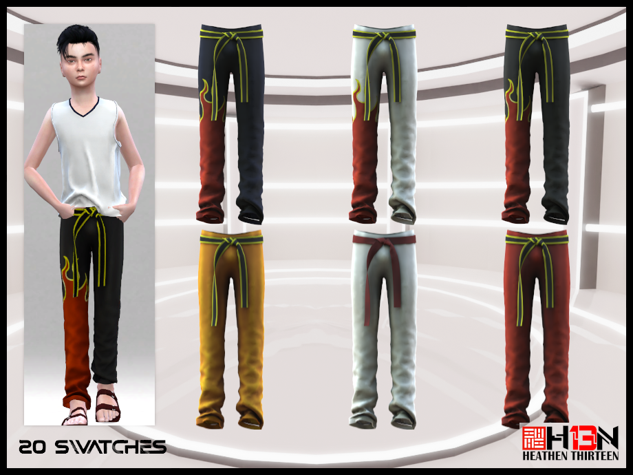 Children's Jin Red Flame Training Pants - Gallery - The Sims 4 Create a ...