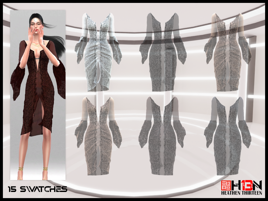 Long Sleeves Sheer Mesh Dress - Gallery - The Sims 4 Create a Sim ...