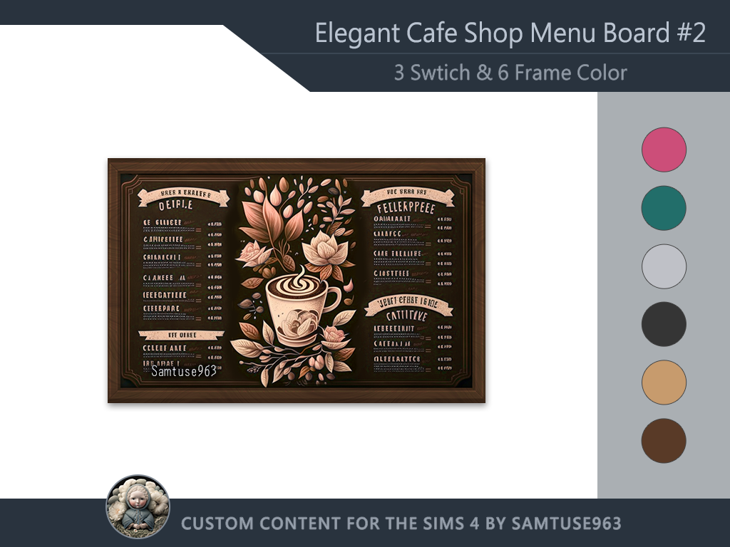 Elegant Cafe Shop Menu Board #2 Samtuse963 - The Sims 4 Build / Buy ...