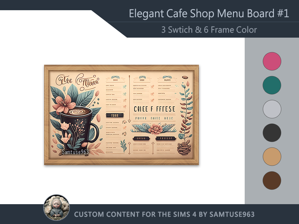 Elegant Cafe Shop Menu Board #1 Samtuse963 - The Sims 4 Build / Buy ...