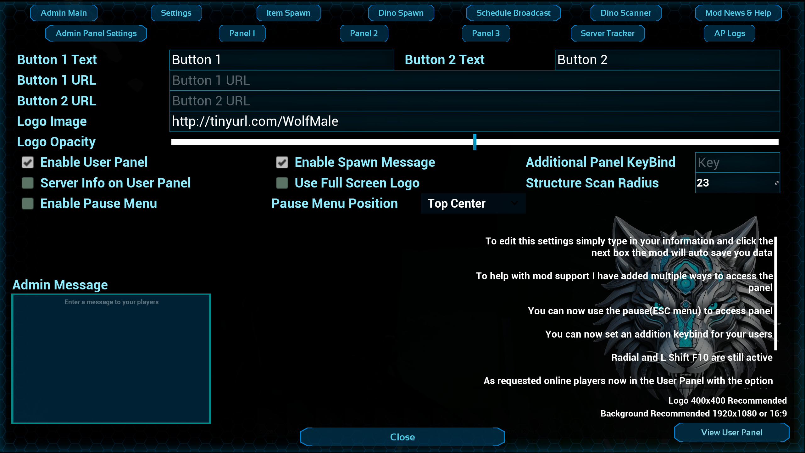 Admin Panel - Screenshots - Ark Survival Ascended Mods - CurseForge