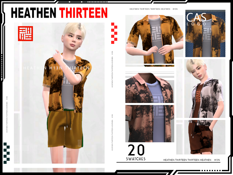 Children's Grunge Patchwork Print Shirt and Tee - The Sims 4 Create a ...