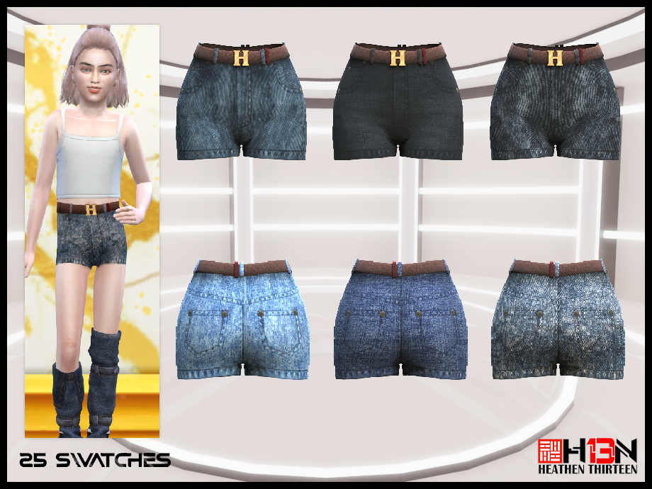 Girl's Belted Skinny Shorts - Gallery - The Sims 4 Create a Sim ...
