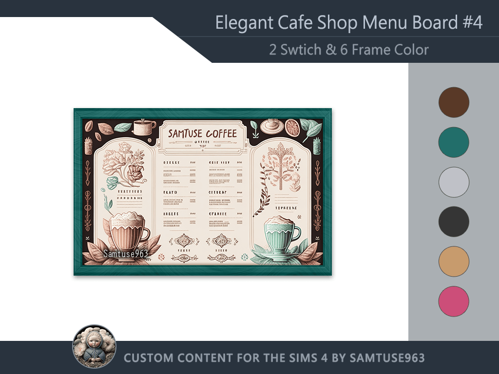 Elegant Cafe Shop Menu Board #4 Samtuse963 - The Sims 4 Build / Buy ...
