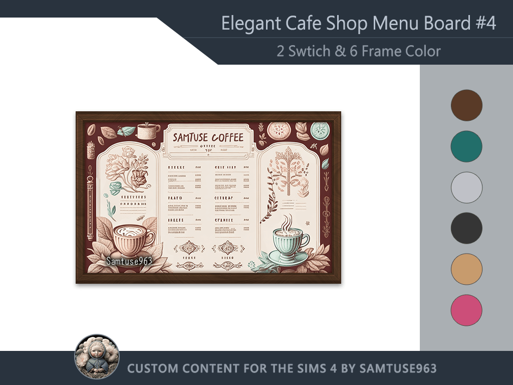 Elegant Cafe Shop Menu Board #4 Samtuse963 - The Sims 4 Build / Buy ...